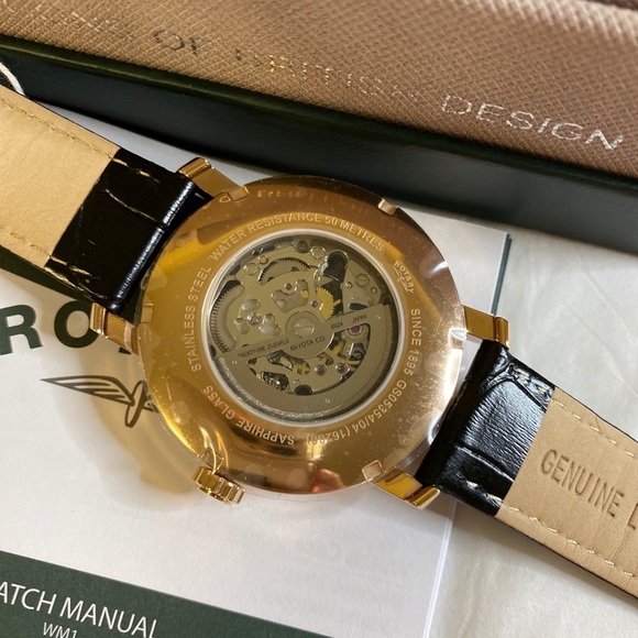 Rotary Watches | Accessories | Rotary Rose Gold Automatic Skeleton ...